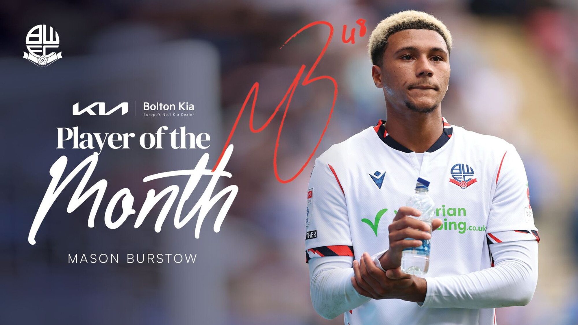 Mason Burstow Wins August's Kia Player of the Month | Bolton Wanderers FC