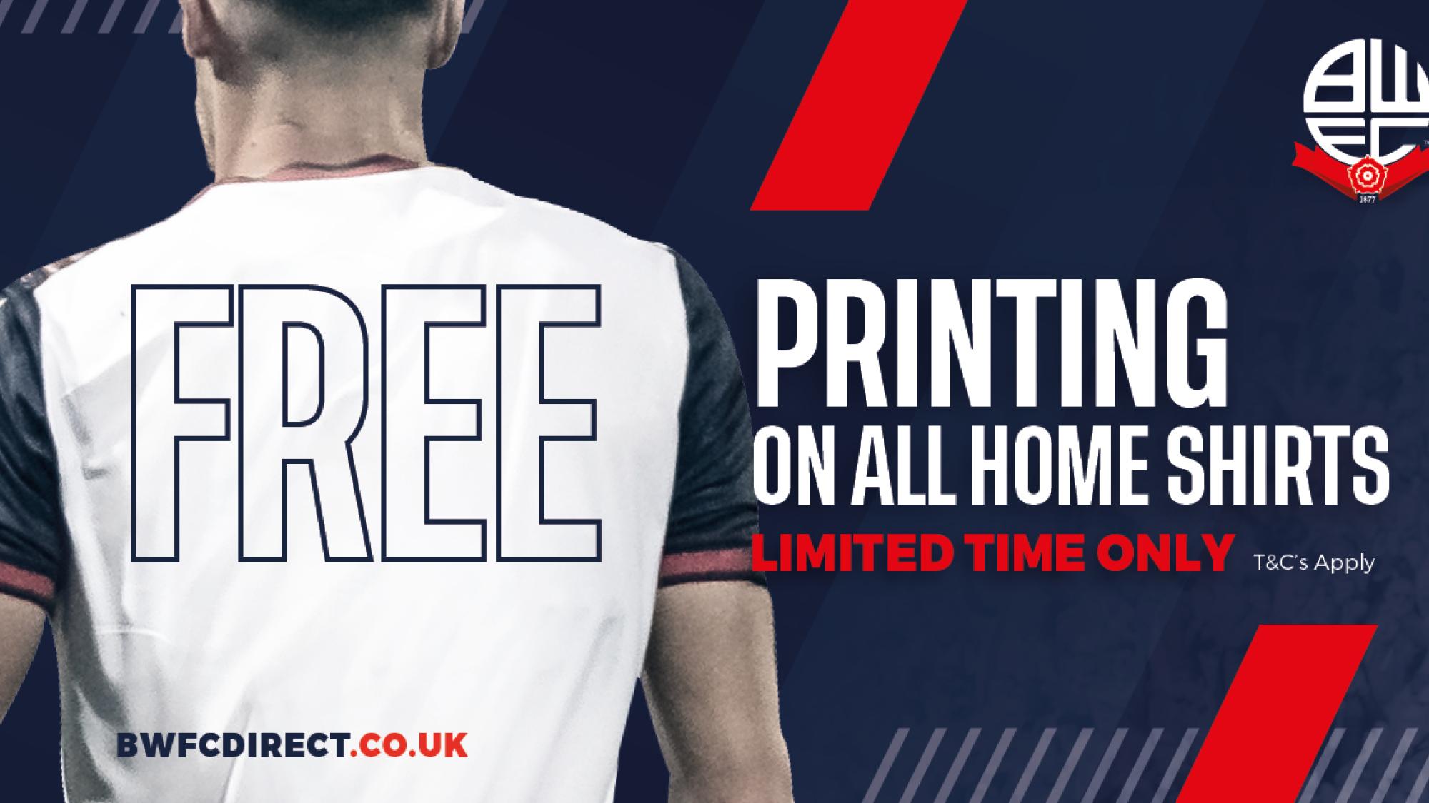 Free Personalisation On All Wanderers Home Shirts | Bolton Wanderers FC