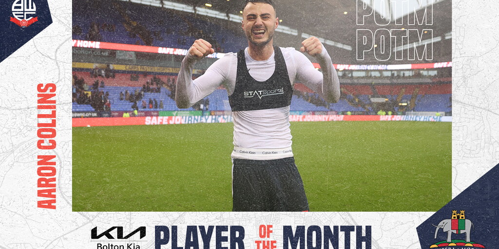 Aaron Collins wins November's Kia Player of the Month | Bolton Wanderers FC